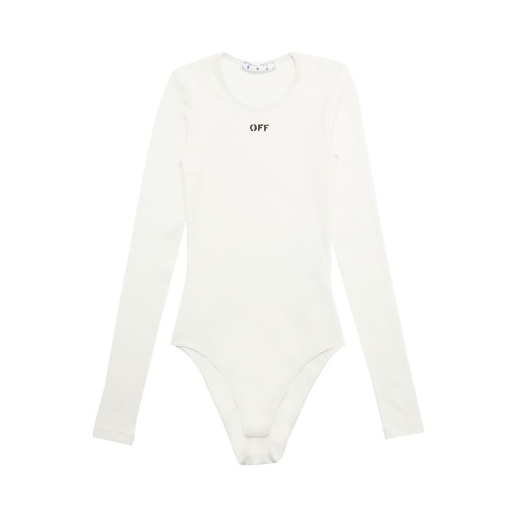 Buy Off-White Basic Ribbed Long-Sleeve Body Suit 'White/Black ...