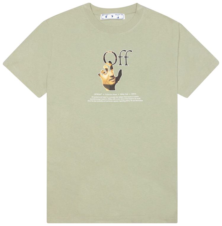 Buy Off-White Caravaggio Hand Slim Tee 'Abbey Stone ...