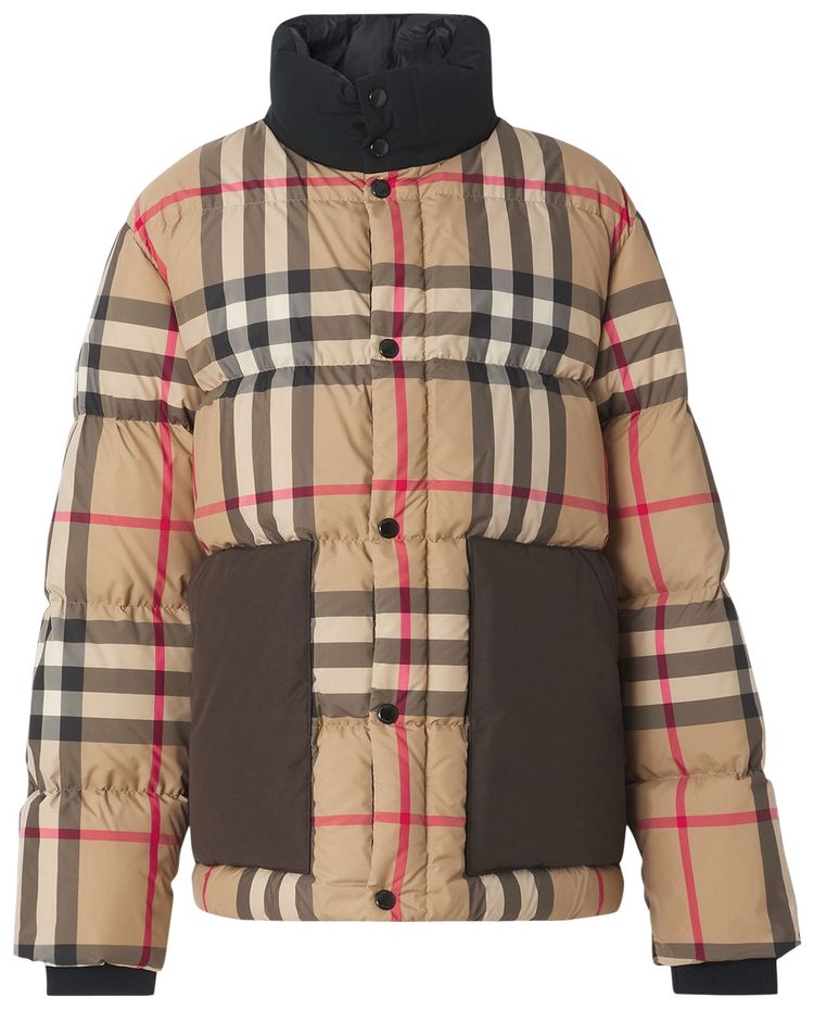 Buy Burberry Check Recycled Polyester Puffer Jacket 'Archive Beige ...