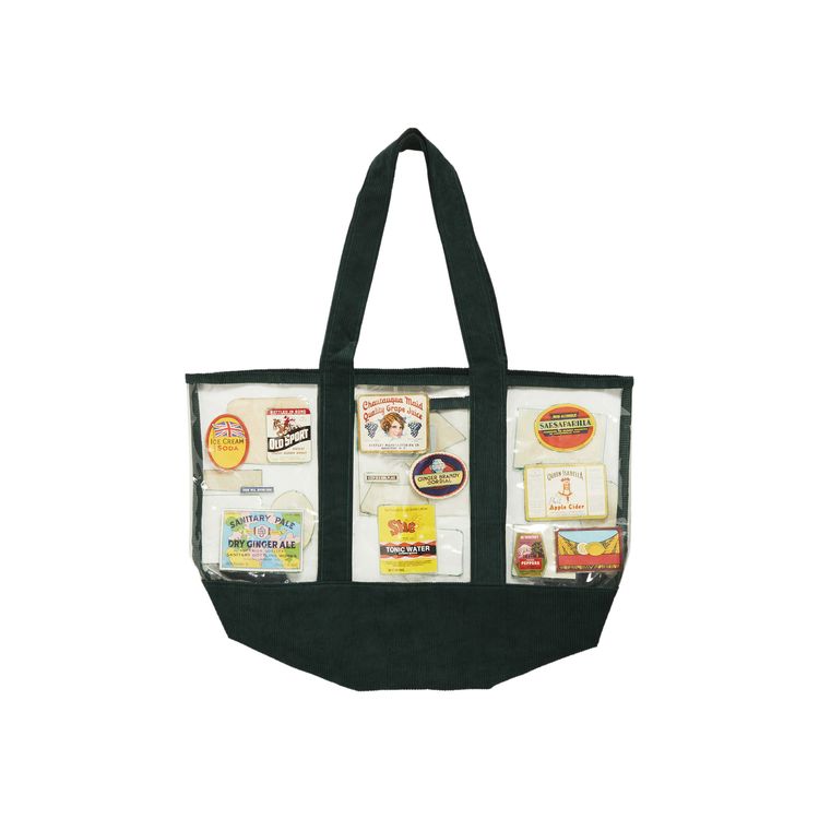 Buy Bode Large Vinyl Ephemera Tote 'Green/Transparent' - 3938 ...