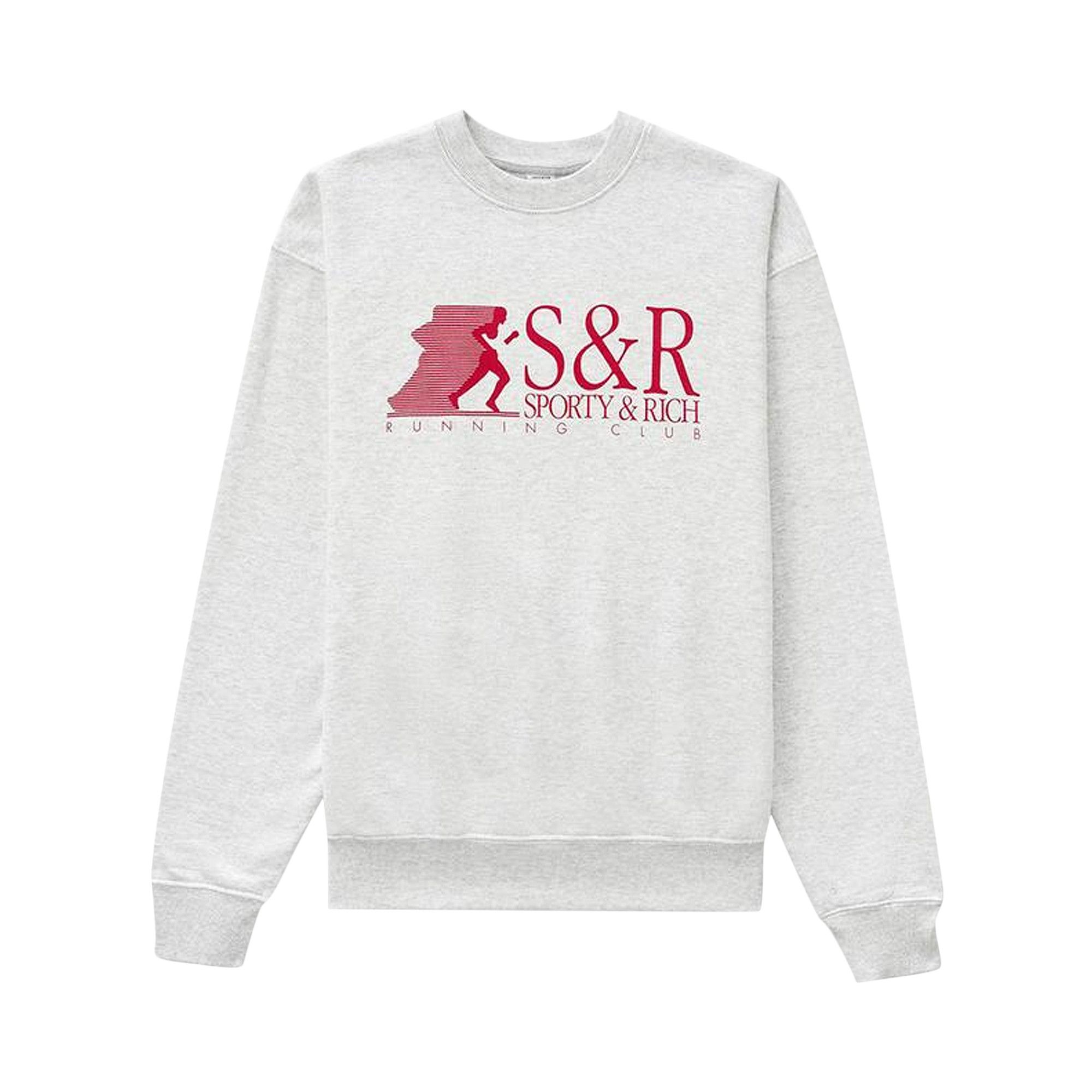 Buy Sporty & Rich Running Club Sweatshirt 'Heather Grey/Red Buy Sporty & Rich Running Club Sweatshirt 'Heather Grey/Red