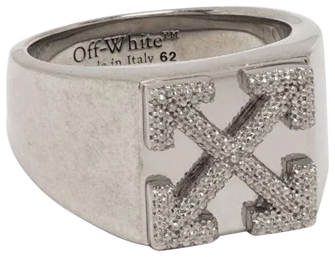 Buy Off-White Industrial Texture Arrow Ring 'Metal ...