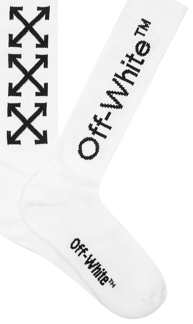 Buy Off-White Arrows Mid Length Socks 'White/Black' - OMRA001F21KNI0040110 | GOAT