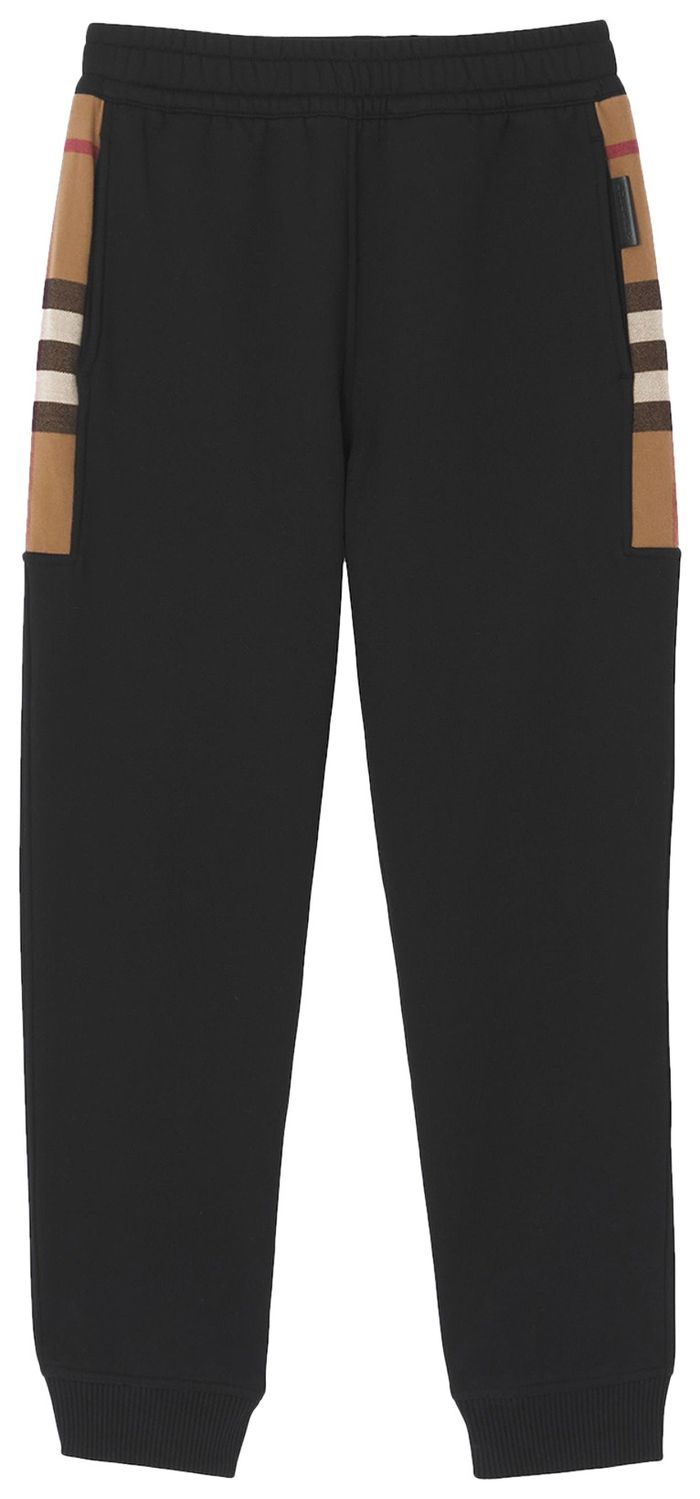 Buy Burberry Check Side Panel Sweatpants 'Black' - 8045013 | GOAT