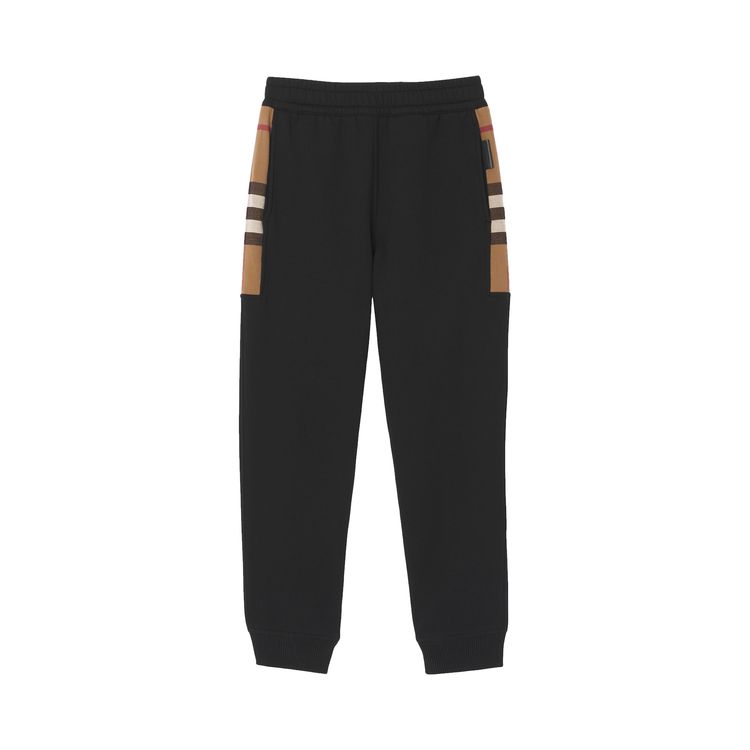 Buy Burberry Check Side Panel Sweatpants 'Black' - 8045013 | GOAT