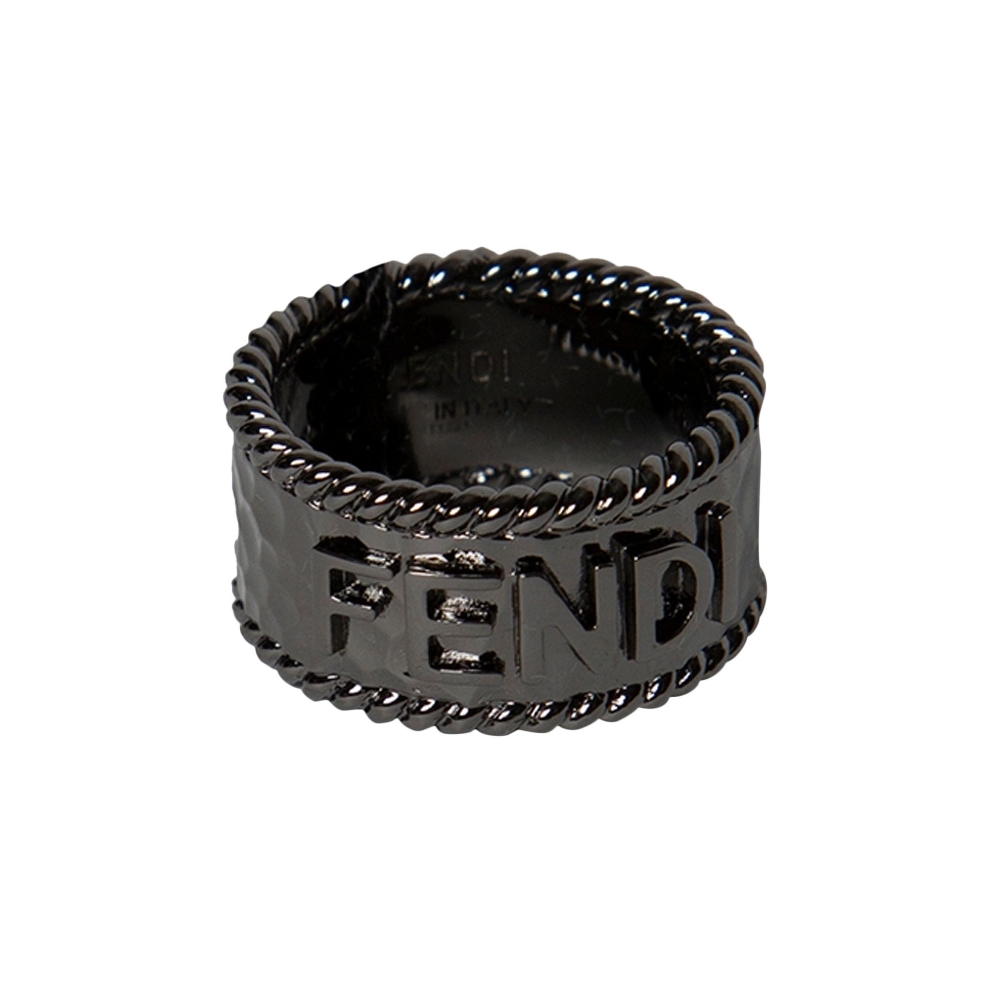Buy Fendi In Relief Ring Ruthenium Ultra Black 7AJ530 B08 F01LK GOAT