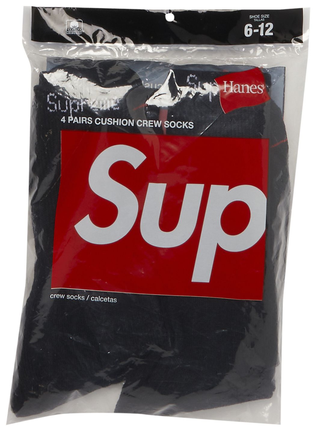 Buy Supreme x Hanes Crew Socks (4 Pack) 'Black' - SS21A26 BLACK | GOAT