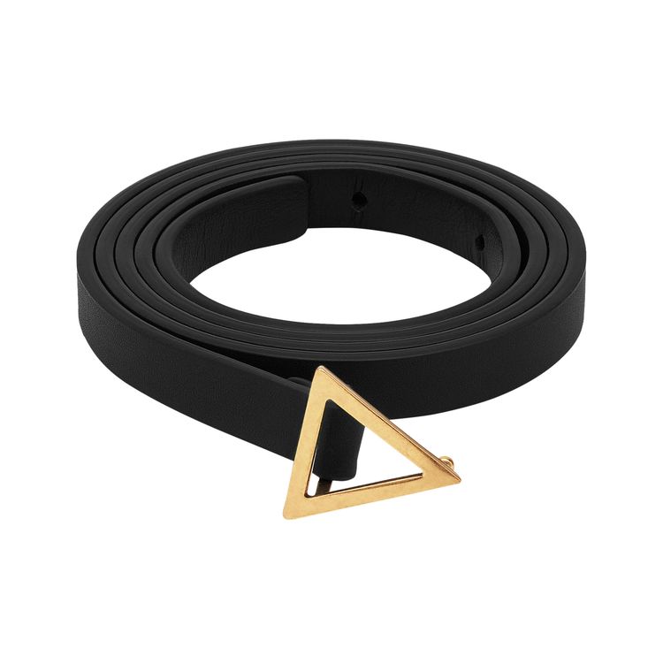 Buy Bottega Veneta Triangular Logo Buckle Belt 'Black/Gold' - 619759 ...