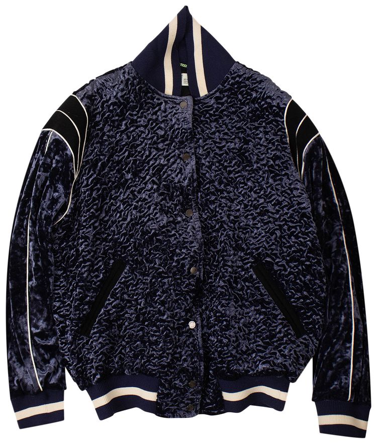 Buy Off-White Velvet Ripple Jacket 'Blue' - OWEH010E19F660773200 | GOAT