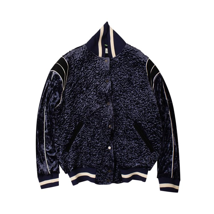 Buy Off-White Velvet Ripple Jacket 'Blue' - OWEH010E19F660773200 | GOAT