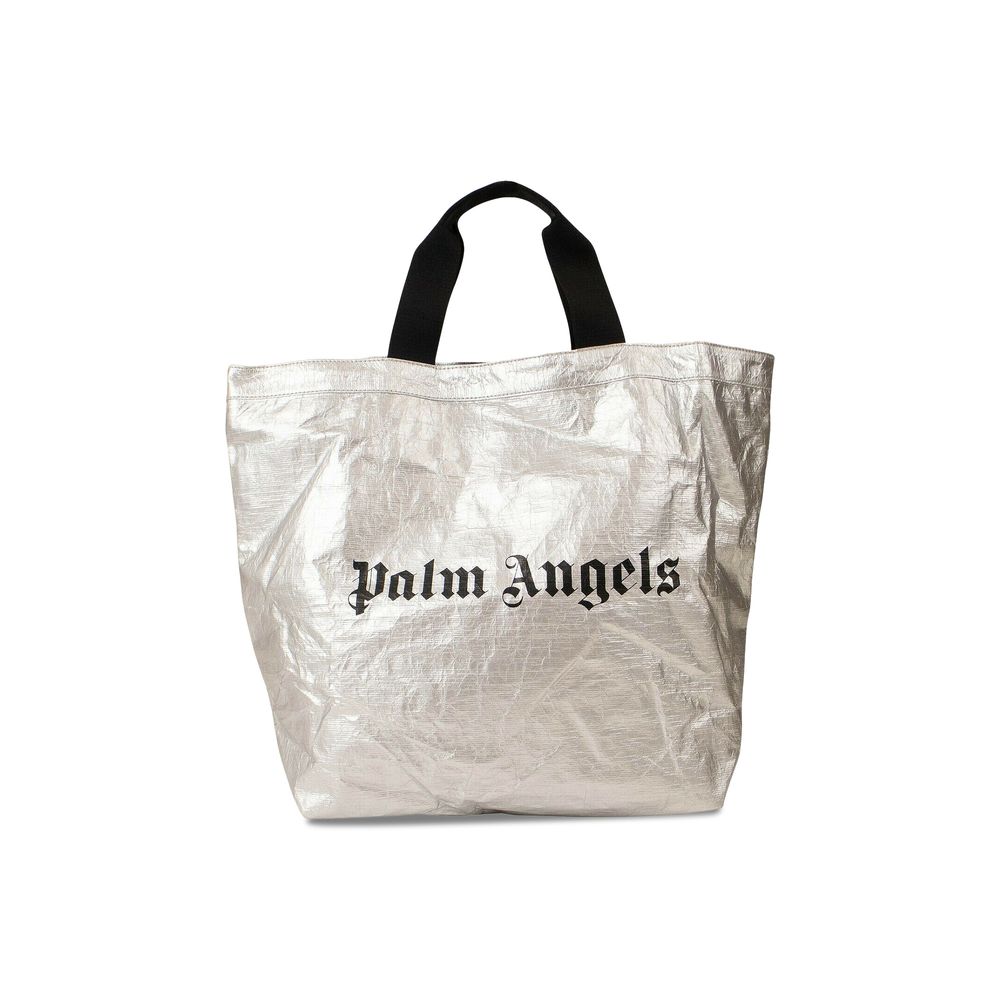 Buy Palm Angels Metallic Logo Shoulder Tote Bag 'Silver ...