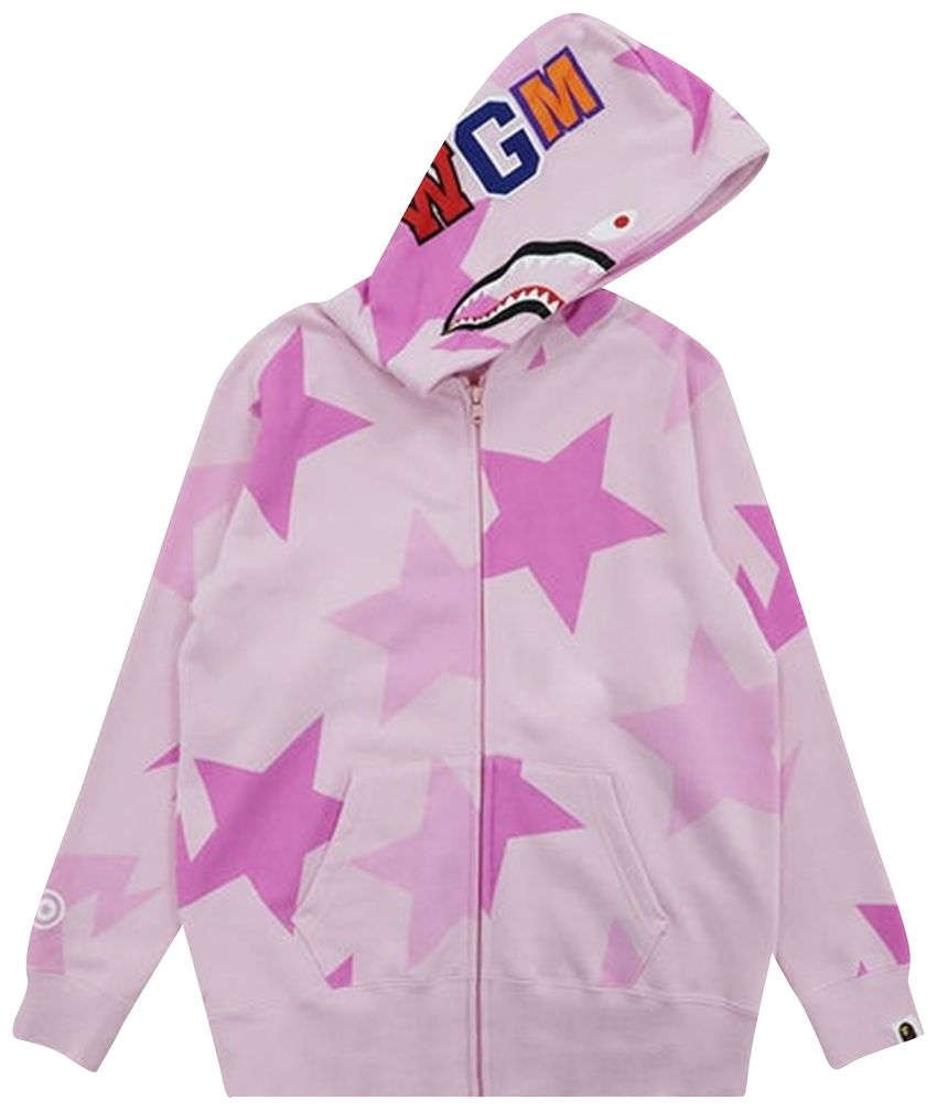 Buy BAPE Sta Pattern Shark Full Zip Hoodie 'Pink' - 1H80 215 504 PINK ...