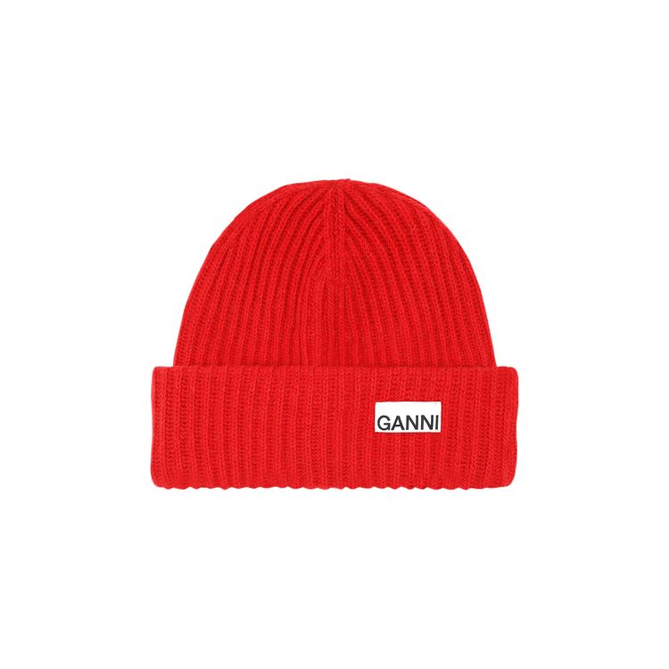 Buy GANNI Rib Knit Beanie 'High Risk Red' - A4139 472 HIGH | GOAT