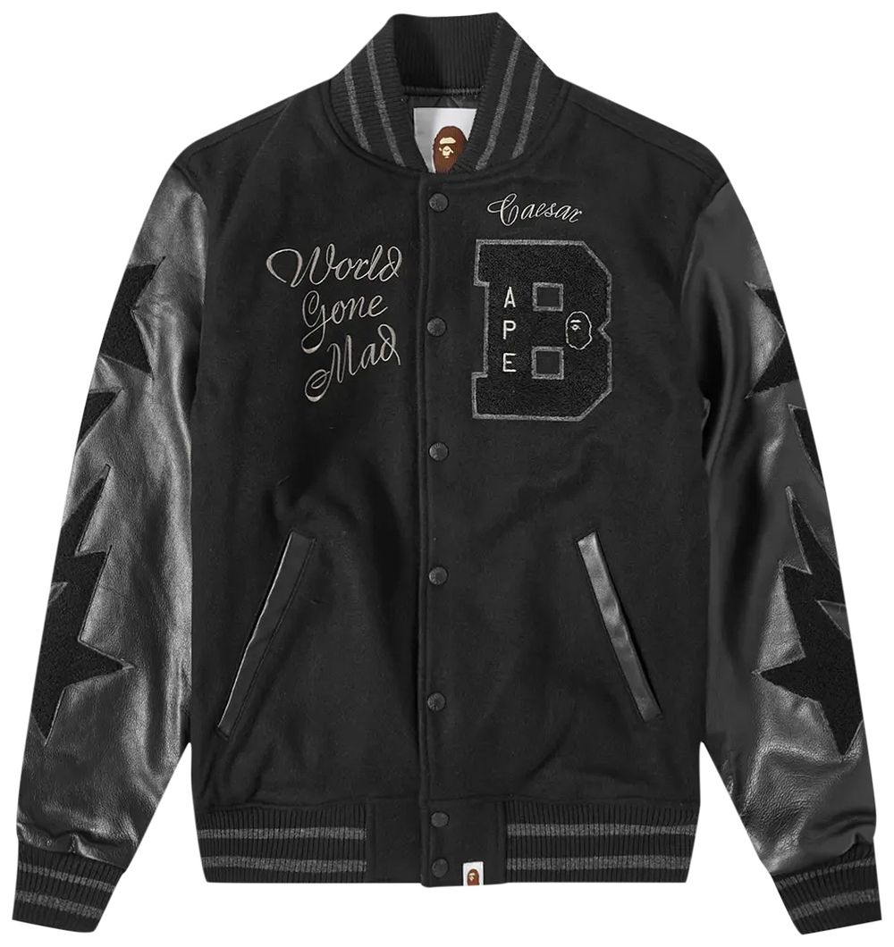Buy BAPE Varsity Jacket 'Black' - 0039 1FW210308VJ BLAC | GOAT