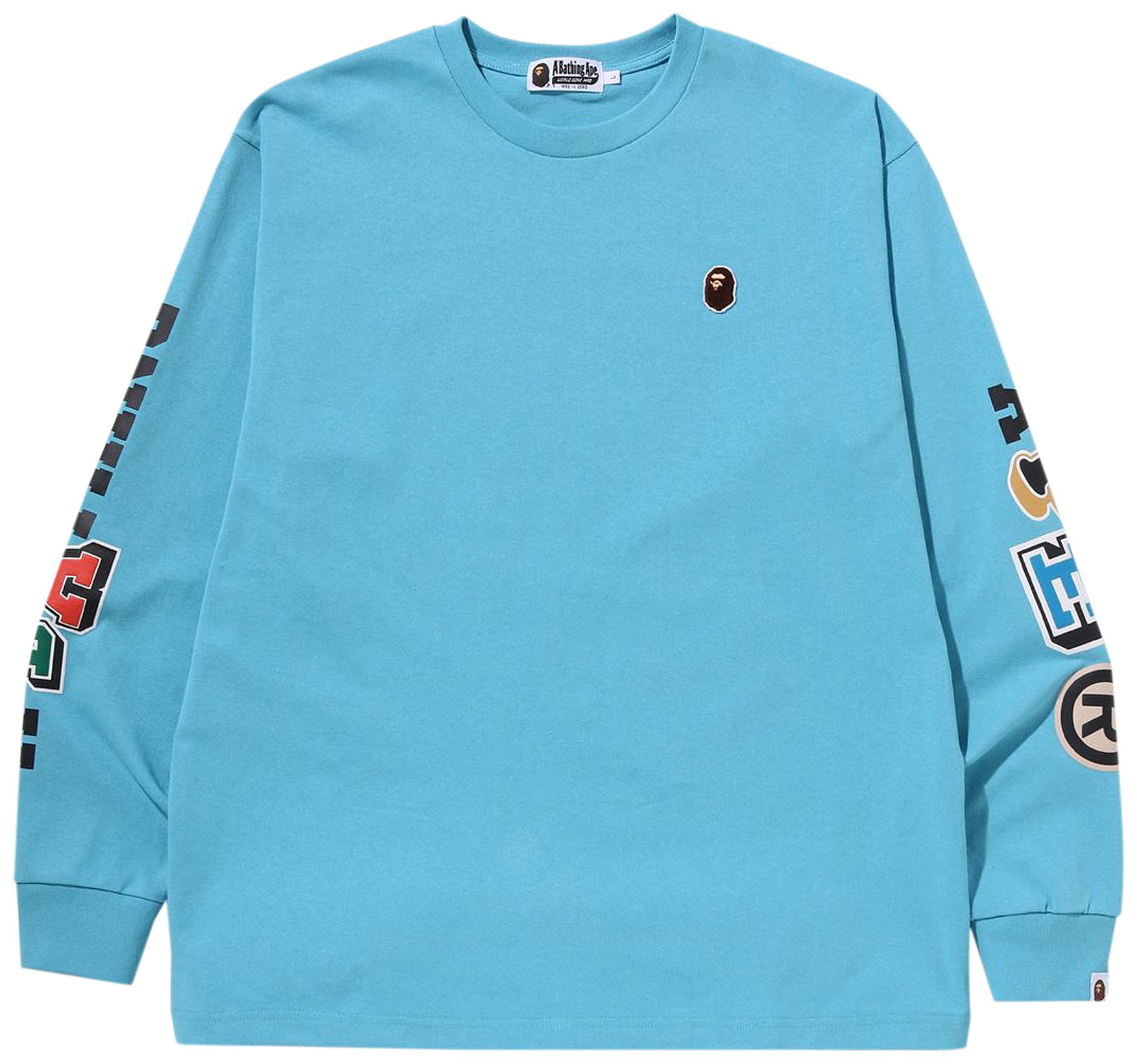 Buy BAPE Multi Fonts Relaxed Fit Heavy Weight Long-Sleeve 'Sax' - 1I30 ...