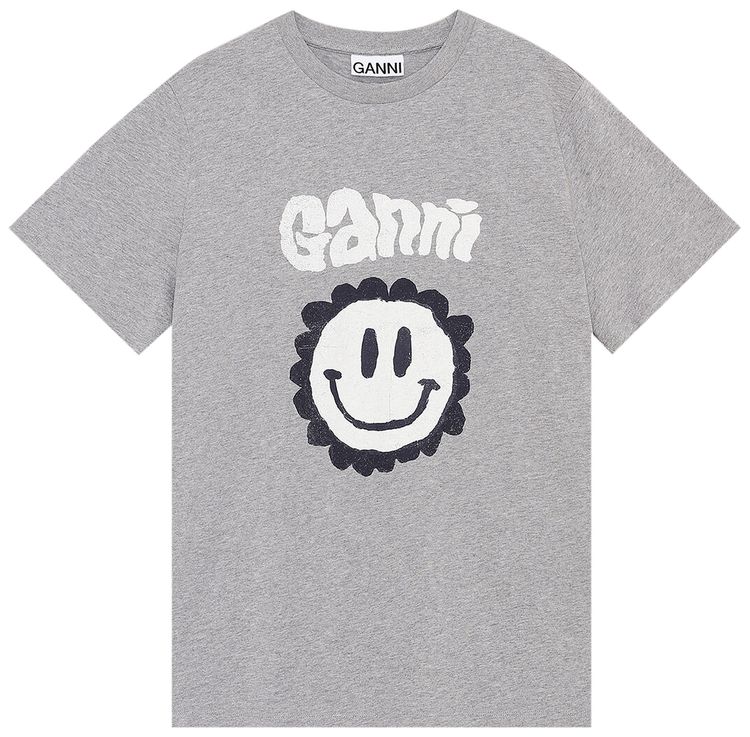 Buy GANNI Smiley Logo Tee 'Paloma Melange' - T2873 921 PALO | GOAT