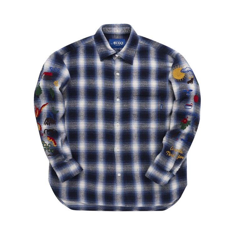 Buy Awake NY Ombre Plaid Camp Flannel Shirt 'Blue' - AWK FW21 TP001 ...