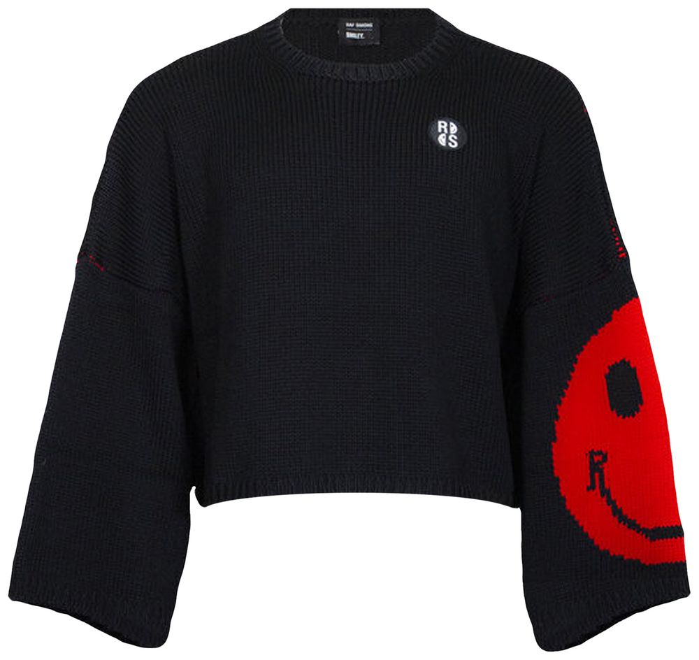 Buy Raf Simons RS Knit Sweater With Smiley 'Black' - 224 849 0099 | GOAT