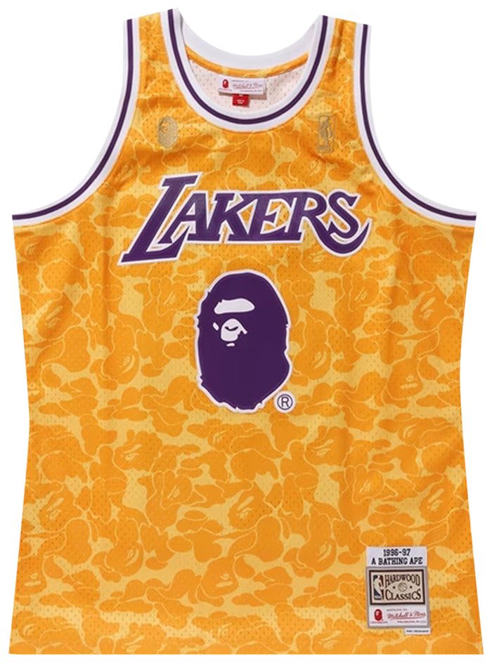 Buy BAPE x Mitchell & Ness Lakers ABC Basketball Swingman Jersey ...