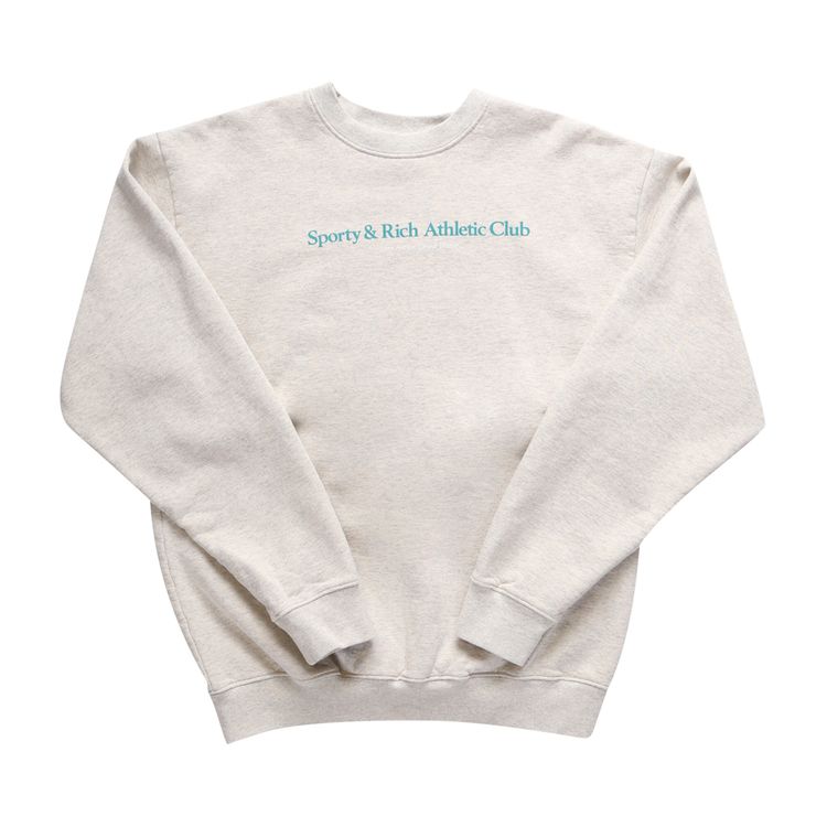 Buy Sporty & Rich Athletic Club Crew 'Heather Oatmeal/Teal' - SRCC FW21 ...
