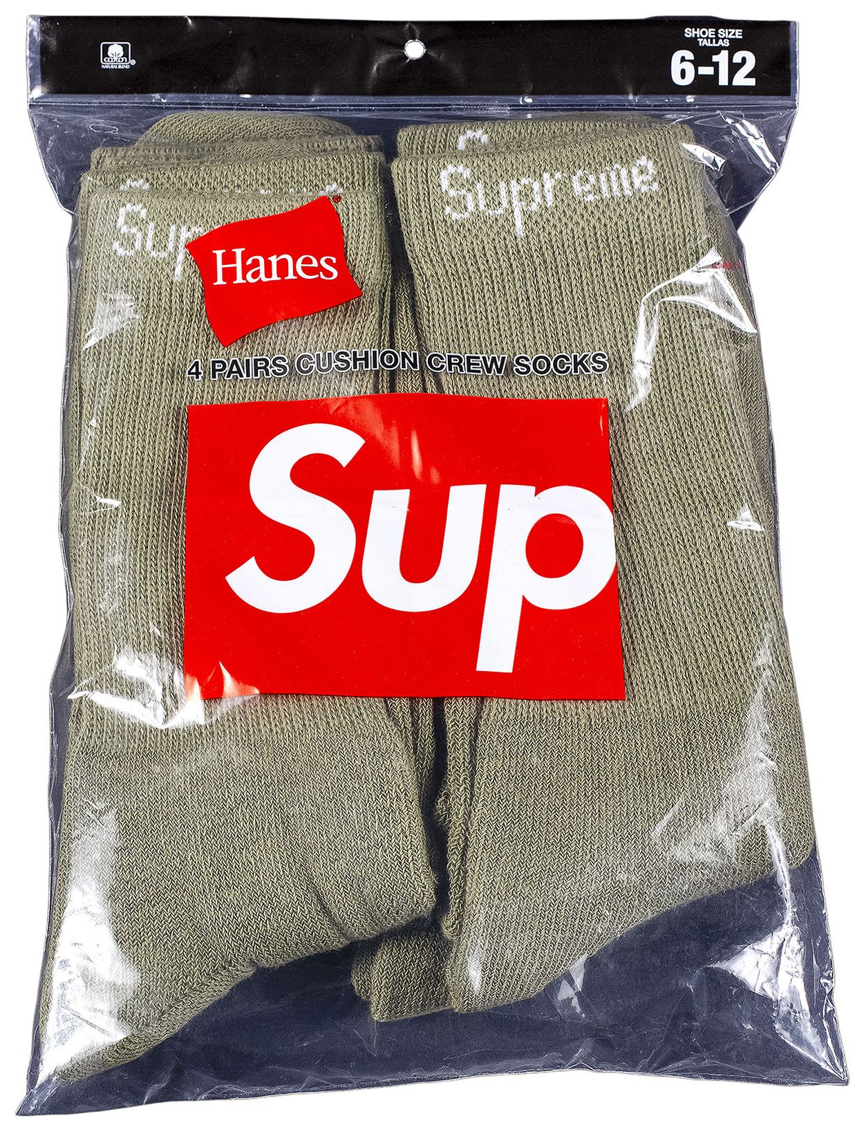 Buy Supreme x Hanes Crew Socks (4 Pack) 'Olive' - SS22A27 OLIVE | GOAT