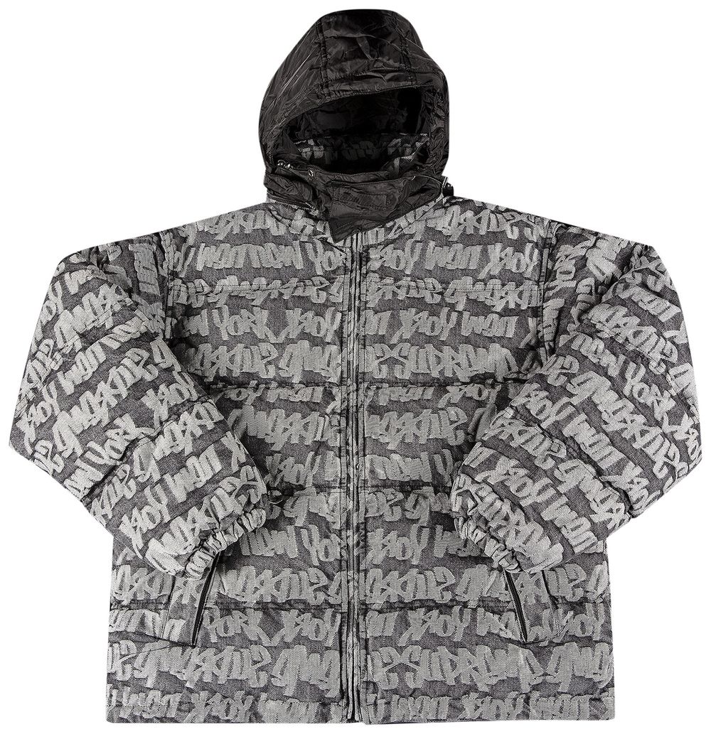 Buy Supreme Fat Tip Jacquard Denim Puffer Jacket 'Black' - SS22J54 ...