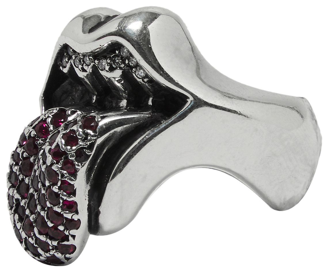Buy Chrome Hearts Ruby Studded Rolling Stones Ring 'Silver' - 1383 ...
