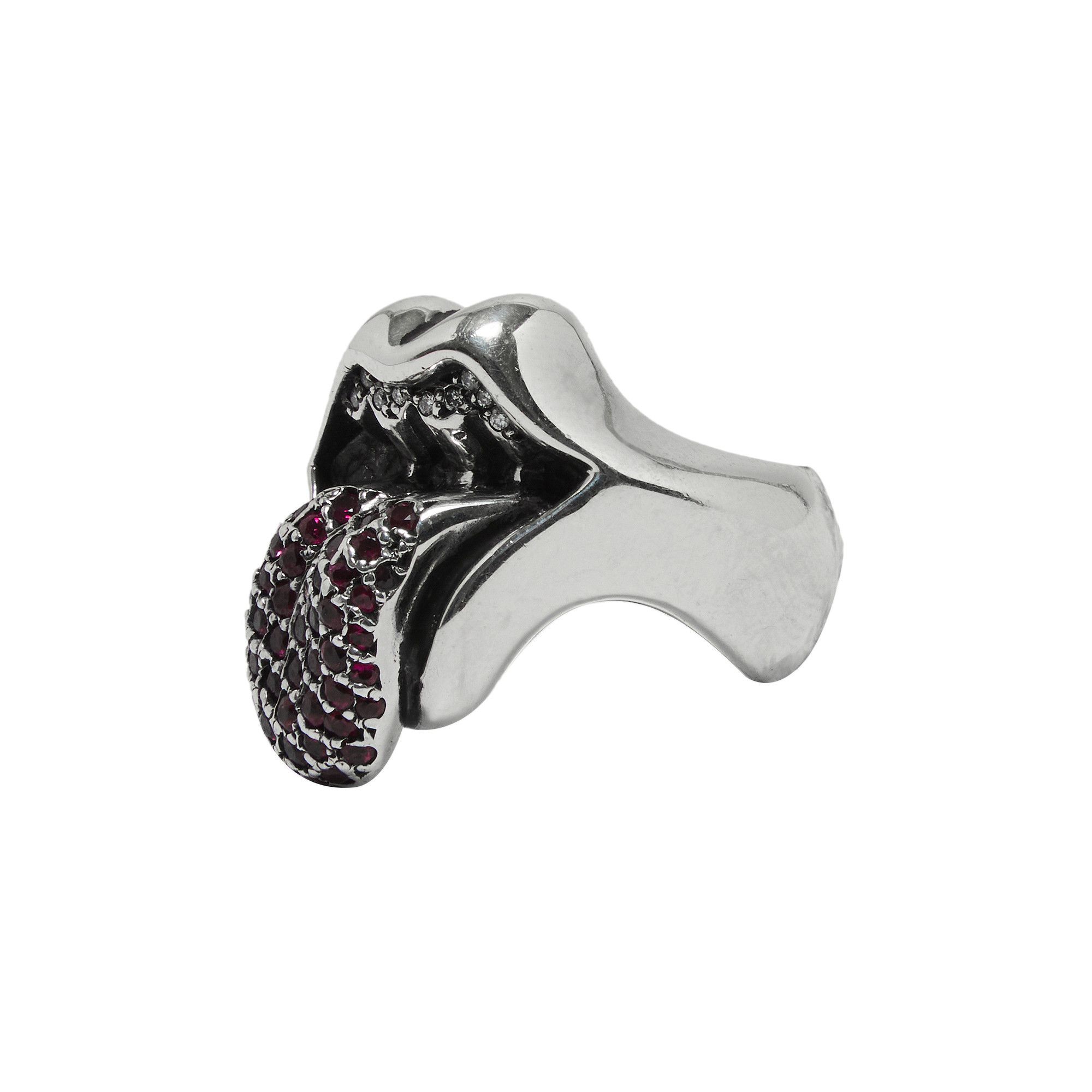 Buy Chrome Hearts Ruby Studded Rolling Stones Ring 'Silver' - 1383 ...