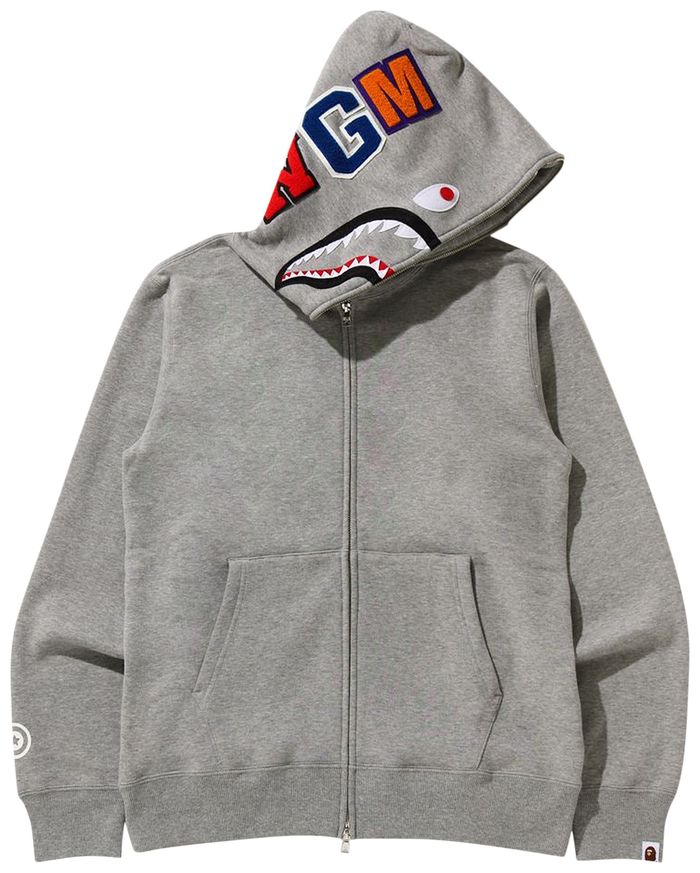 Buy BAPE Shark Full Zip Hoodie 'Grey' - 1H20 115 010 GREY | GOAT