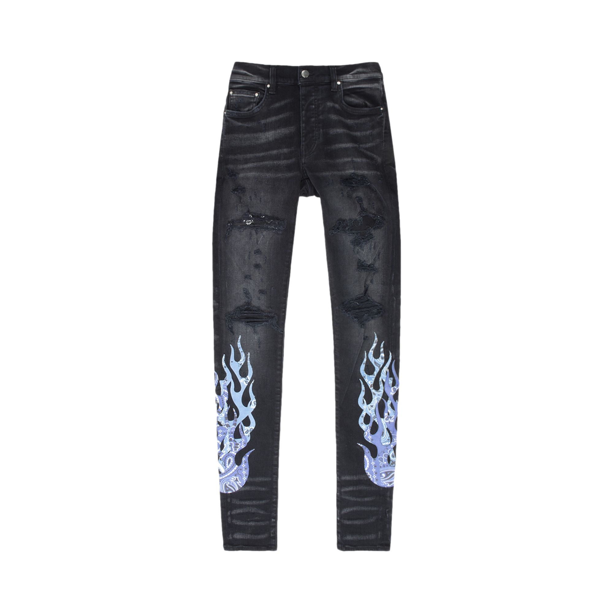 Buy Amiri Bandana Flame Jean 'Aged Black Blue' - PS22MDS192 028 AGED | GOAT