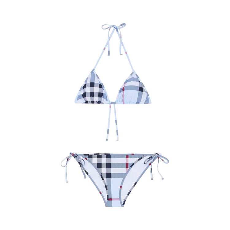 Buy Burberry Check Stretch Nylon Triangle Bikini 'Pale Blue' - 8052969 ...