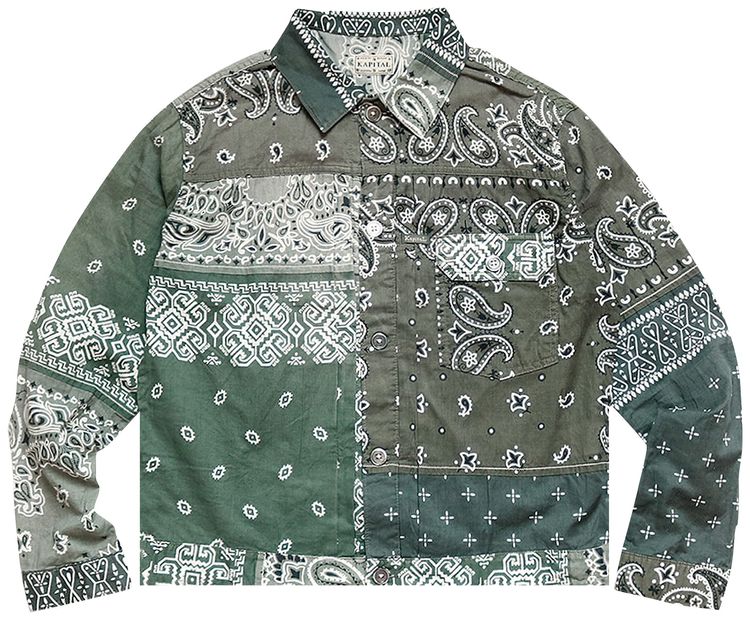 Kapital Bandana Patchwork 1ST JKT 'Khaki' | GOAT