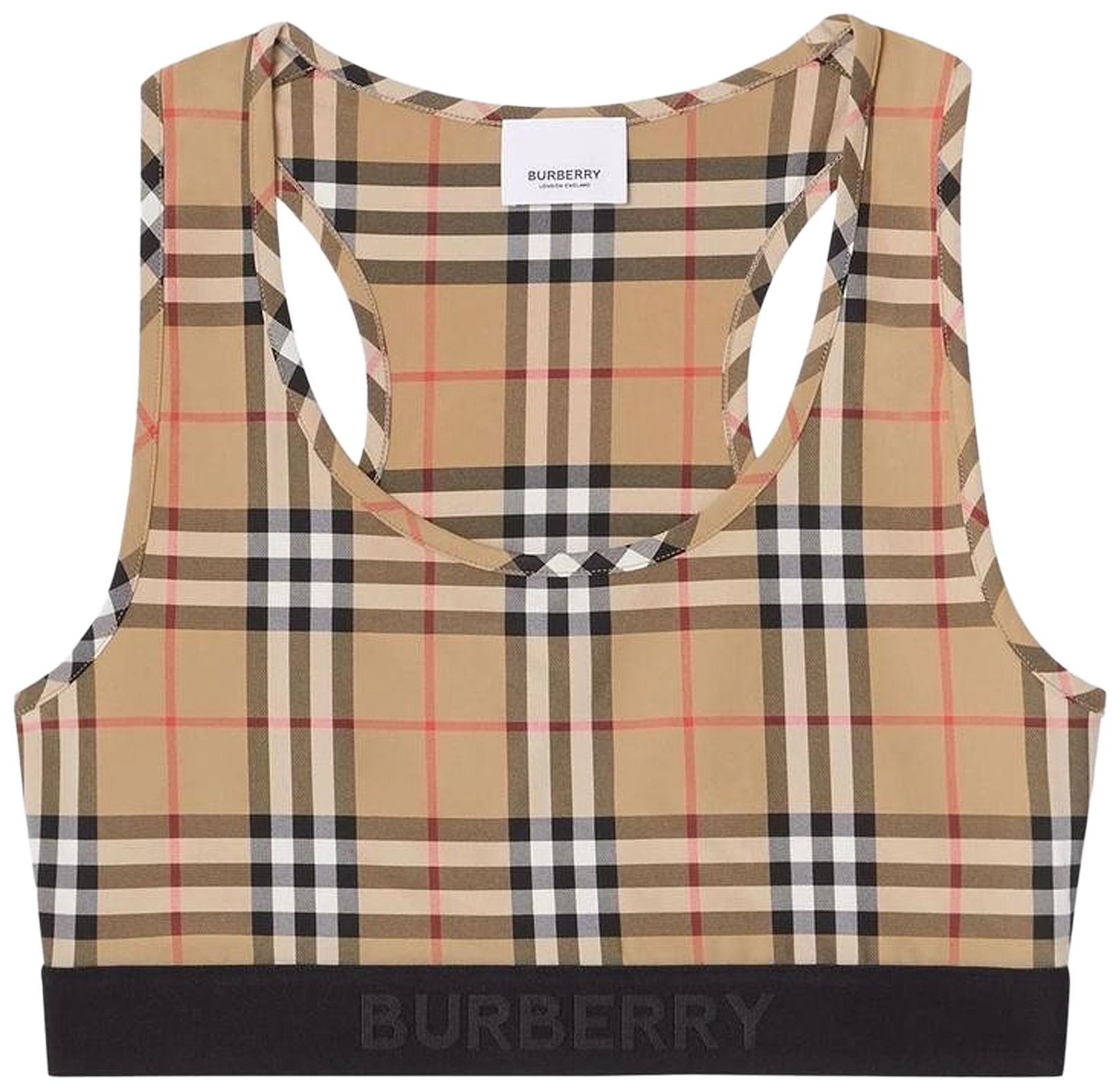 Buy Burberry Logo Detail Vintage Check Bra Top 'Archive Beige ...