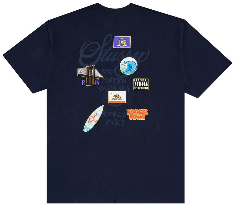 Buy Stussy World Tour Flags Tee 'Navy' - 1903693 NAVY | GOAT