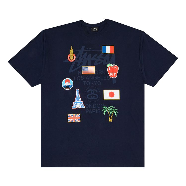 Buy Stussy World Tour Flags Tee 'Navy' - 1903693 NAVY | GOAT