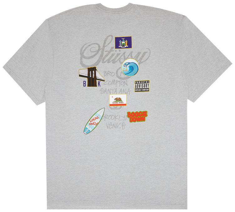Buy Stussy World Tour Flags Tee 'Grey Heather' - 1903693 GREY | GOAT