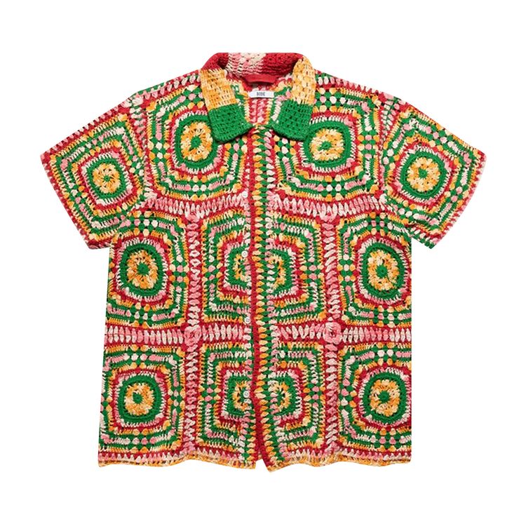 Buy Bode Manchester Crochet Short-Sleeve Shirt 'Multi-Color' - MR23KT03 ...