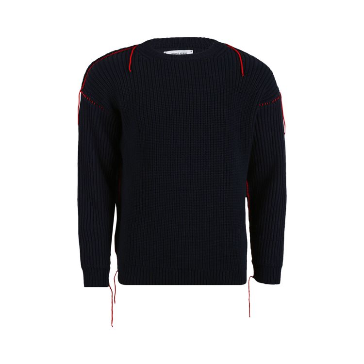 Buy Marine Serre Repurposed Yarns Chunky Knit Jumper 'Navy Blue ...