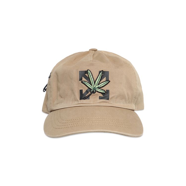 Buy Off-White Weed Baseball Cap 'Dark Sand/Green ...