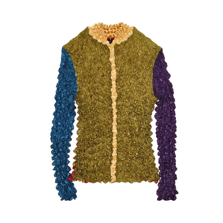 Buy Brain Dead Blocked Bubble Shrink Button Up 'Olive/Red ...