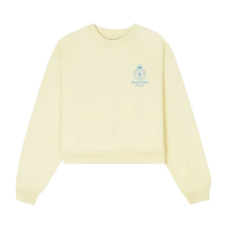 Buy Sporty & Rich Crown Cropped Crewneck 'Lemon/Blue' - CR452LE LEMO | GOAT