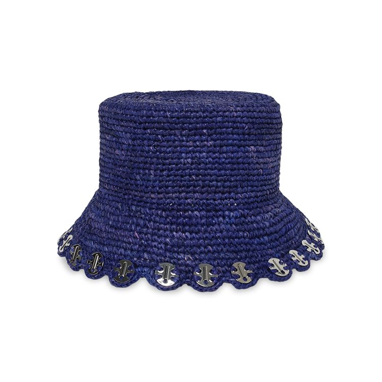 Achetez des Paco Rabanne Woven Raffia Bucket Hat 'Aqua/Silver ...