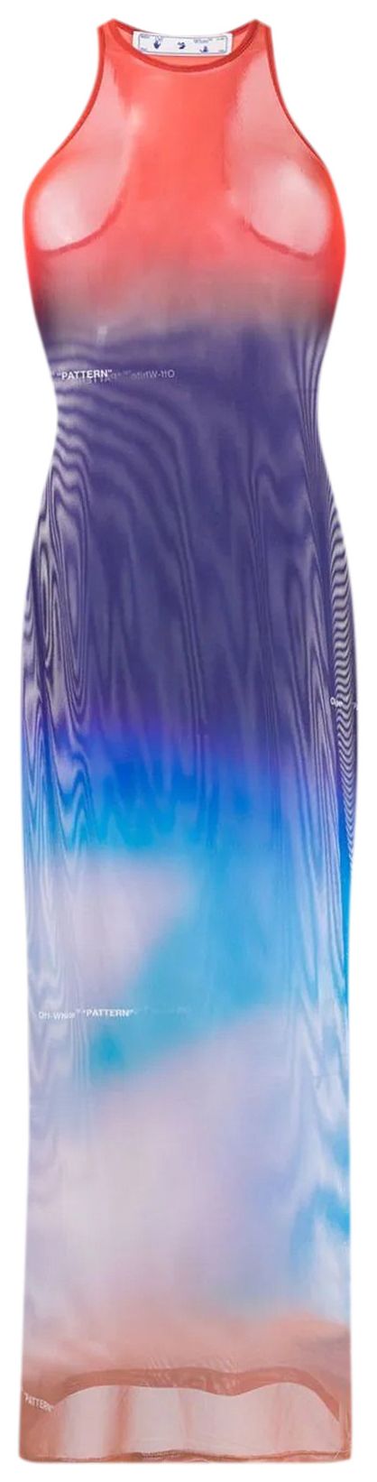 Buy Off-White Blurred Tulle Rowing Dress 'Red/Blue ...