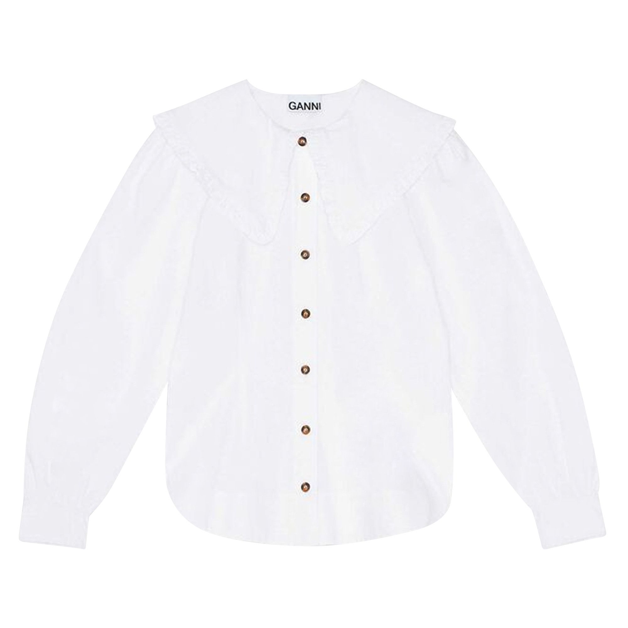 Buy GANNI Cotton Poplin Shirt 'Bright White' - F5500 BRIG | GOAT