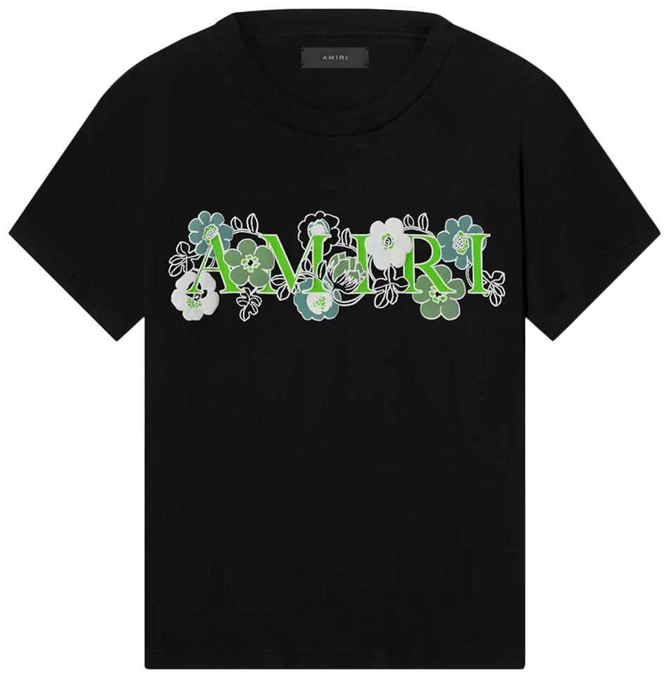 Buy Amiri Flower Logo Tee 'Black' - PF22MJL006 001 BLAC | GOAT