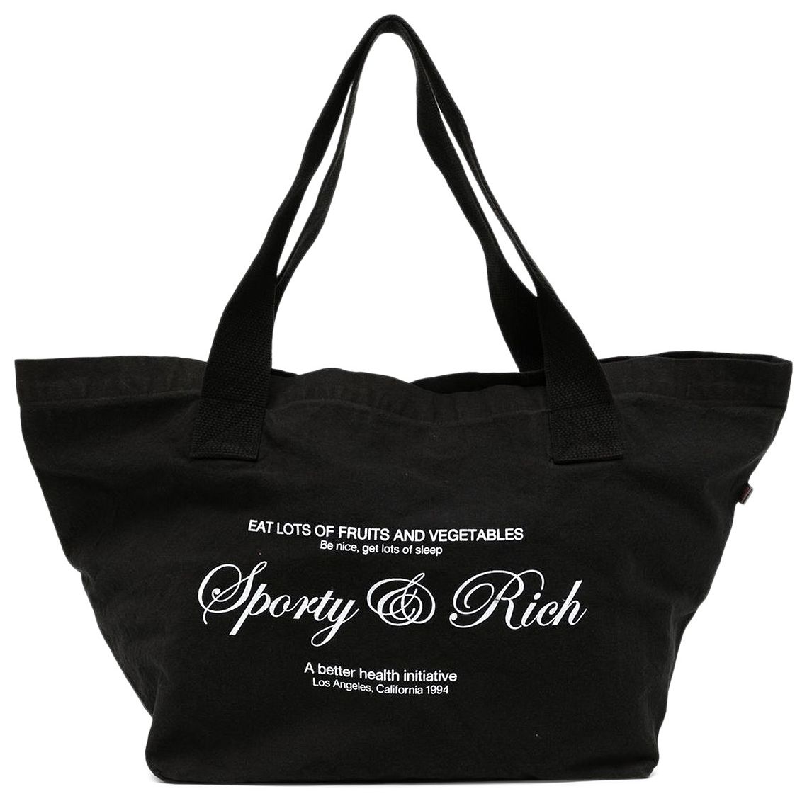 Buy Sporty & Rich Script Logo Tote 'Black' - AC441BK BLAC | GOAT