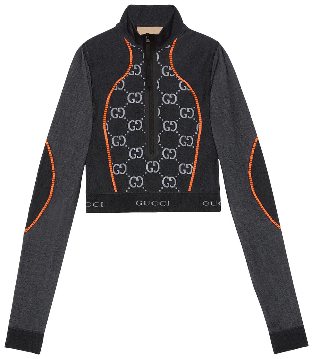 Buy Gucci GG Jersey Jacquard Cropped Top 'Black/Orange' - 689201 XJEFU ...