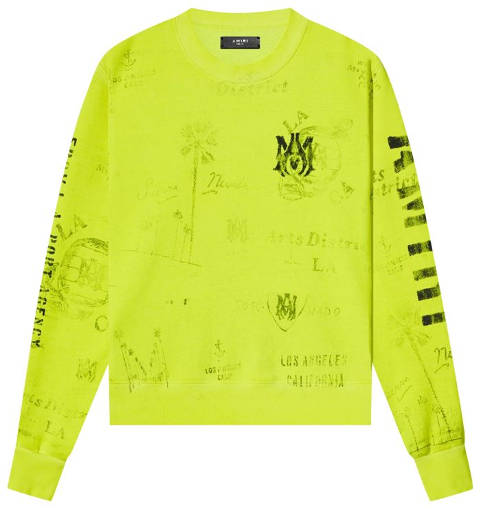 Buy Amiri Army Stencil Crew 'Lime' - PF22MJC019 360 LIME | GOAT