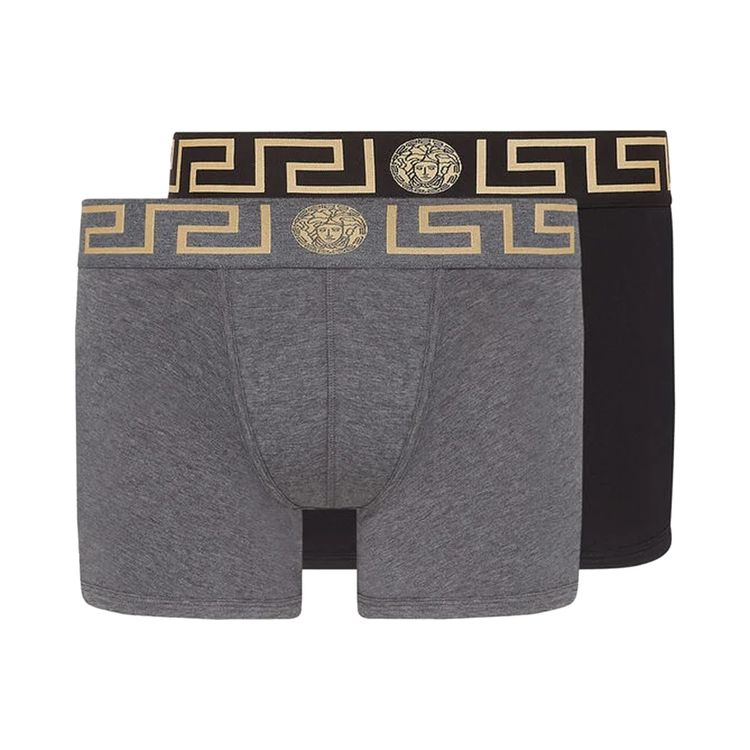 Buy Versace Greca Border Long Trunks (2-Pack) 'Grey/Black' - AU10192 ...
