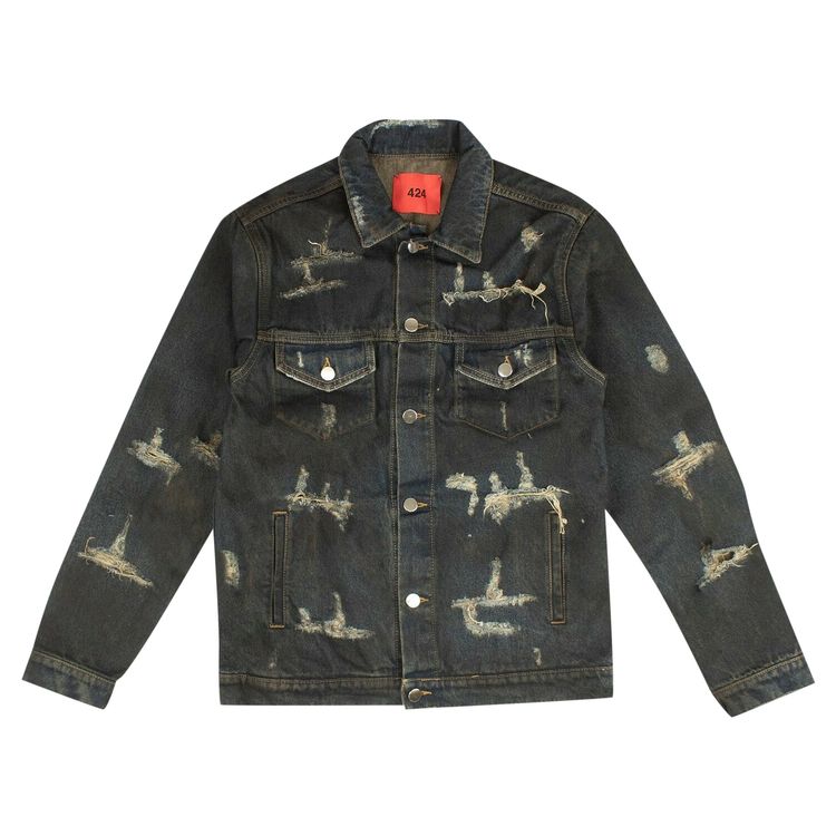 Buy 424 Ripped Denim Jacket 'Black' - 424C PSS20 0010 IND | GOAT AU